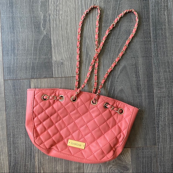 bebe | Bags | Bebe Peach Pink Crossbody Quilted Chelsea Purse Bag ...